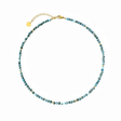 Choker en pierre naturelle d'apatite bleu, perles fines, chaine doré 1