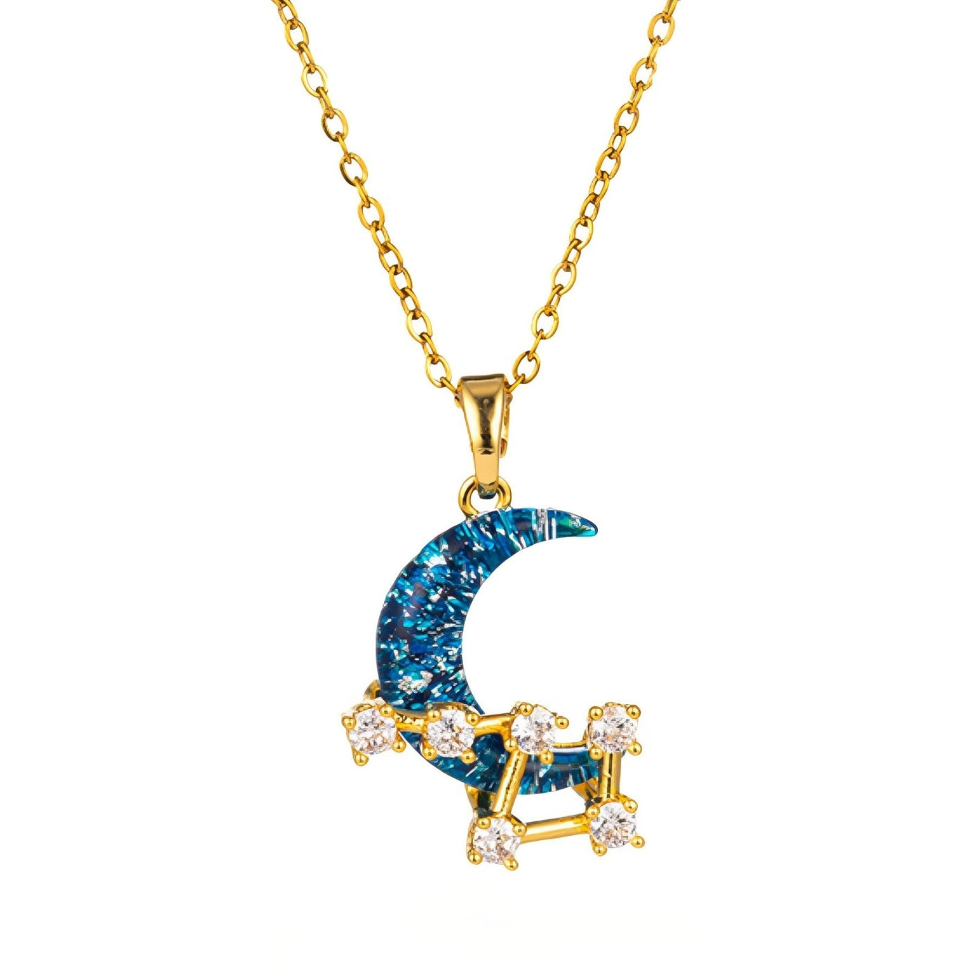Collier astral pour femme, pendentif lune bleue et constellation, en a