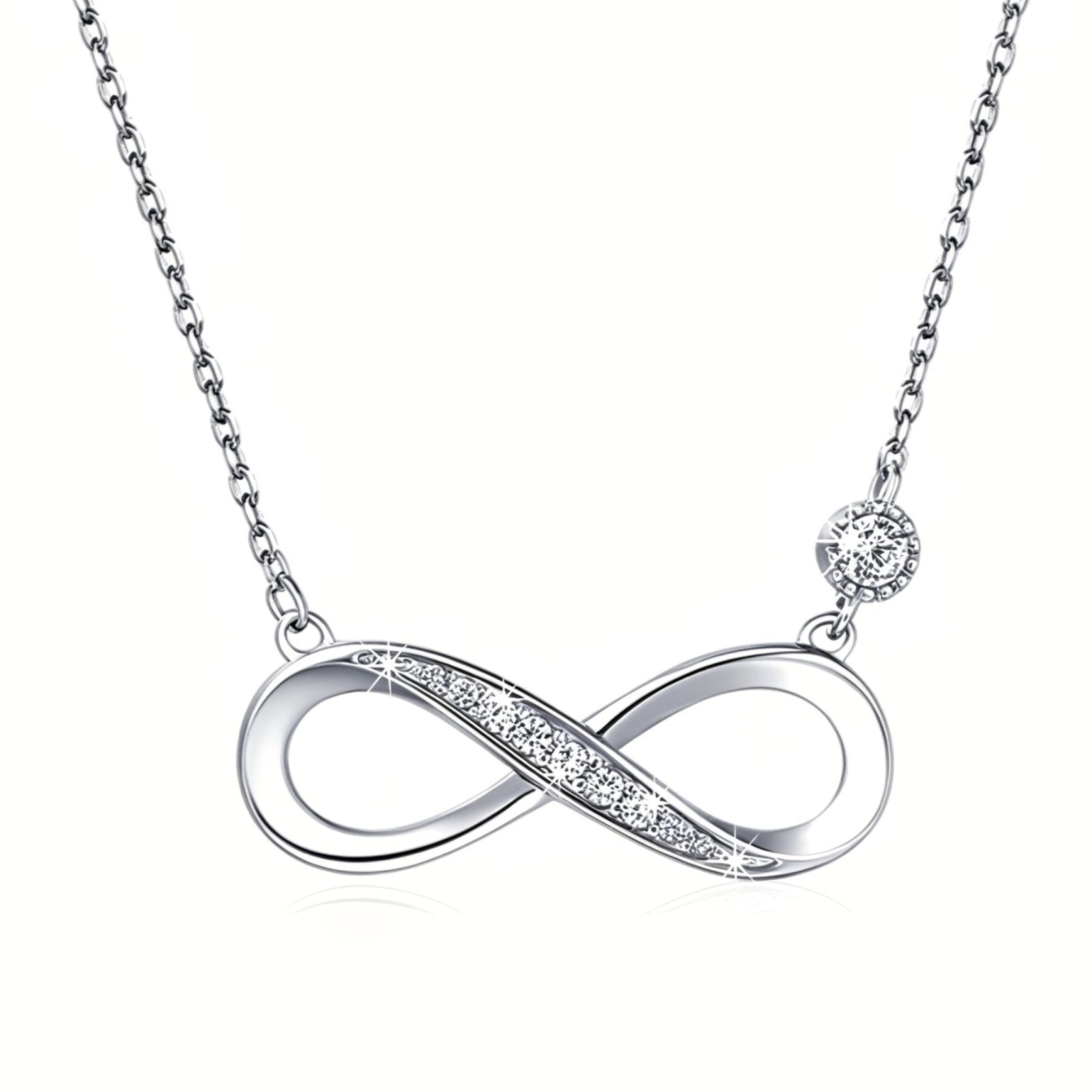 Collier court pendentif infini, en argent 925, design élégant