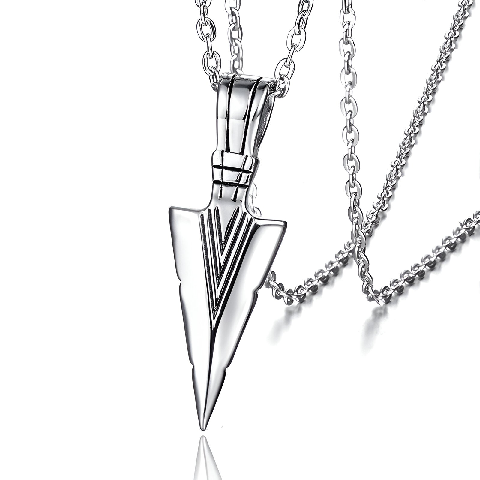 Collier flèche en acier inoxydable, pendentif tribal avec chaîne força