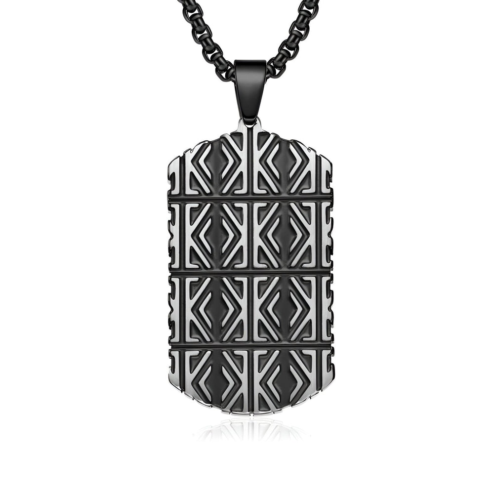 Collier homme avec pendentif dog tag géométrique, maille vénitienne, s
