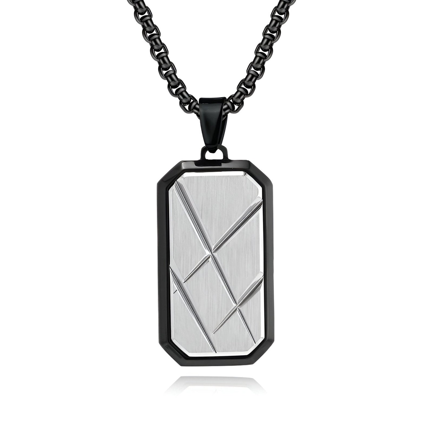 Collier pendentif militaire contemporain et tendance, design géométriq