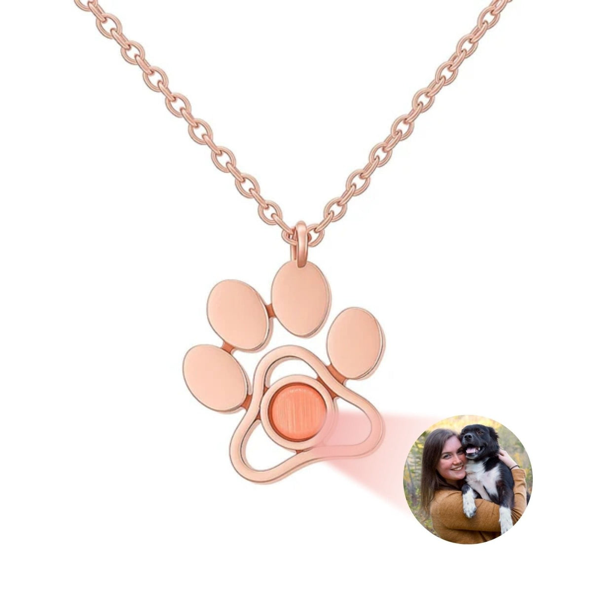 Collier photo animal de compagnie, pendentif en forme de patte, acier