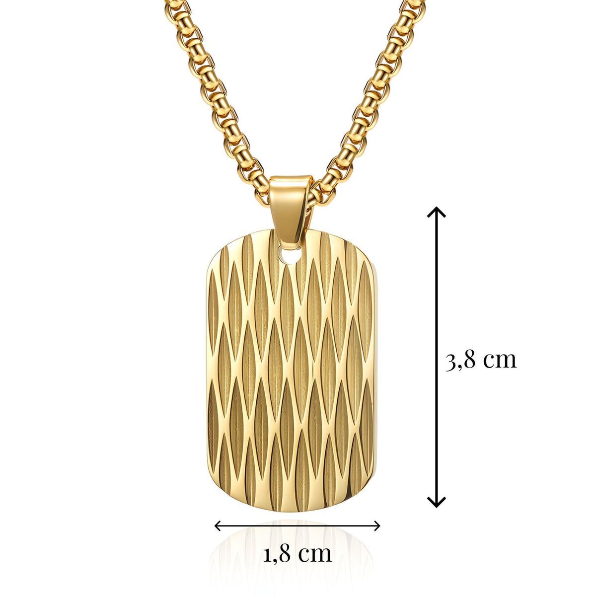 Collier plaque militaire texturée en acier inoxydable