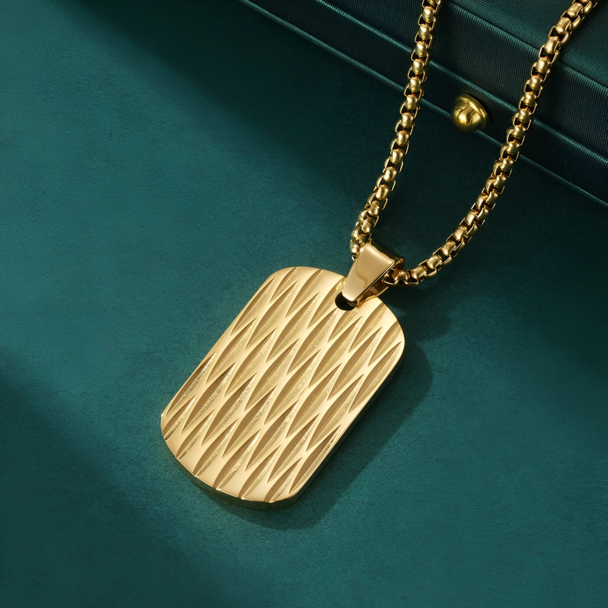 Collier plaque militaire texturée en acier inoxydable