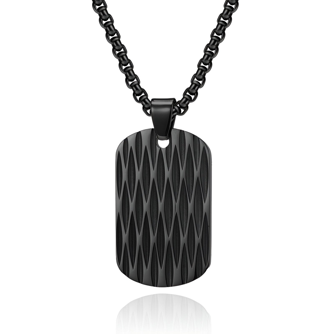 Collier plaque militaire texturée en acier inoxydable