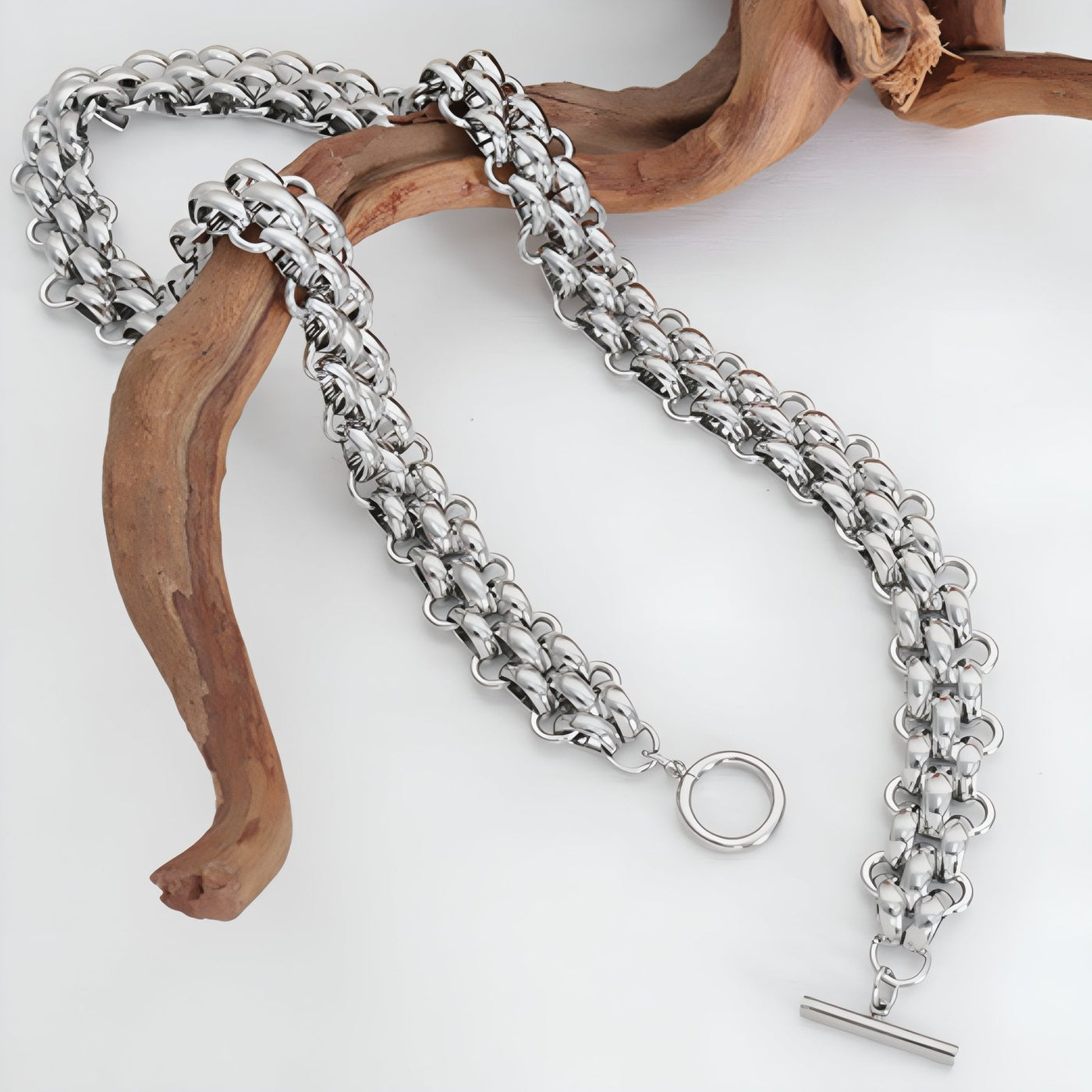 Collier ras-du-cou épais pour femme, maille royale, en acier inoxydabl