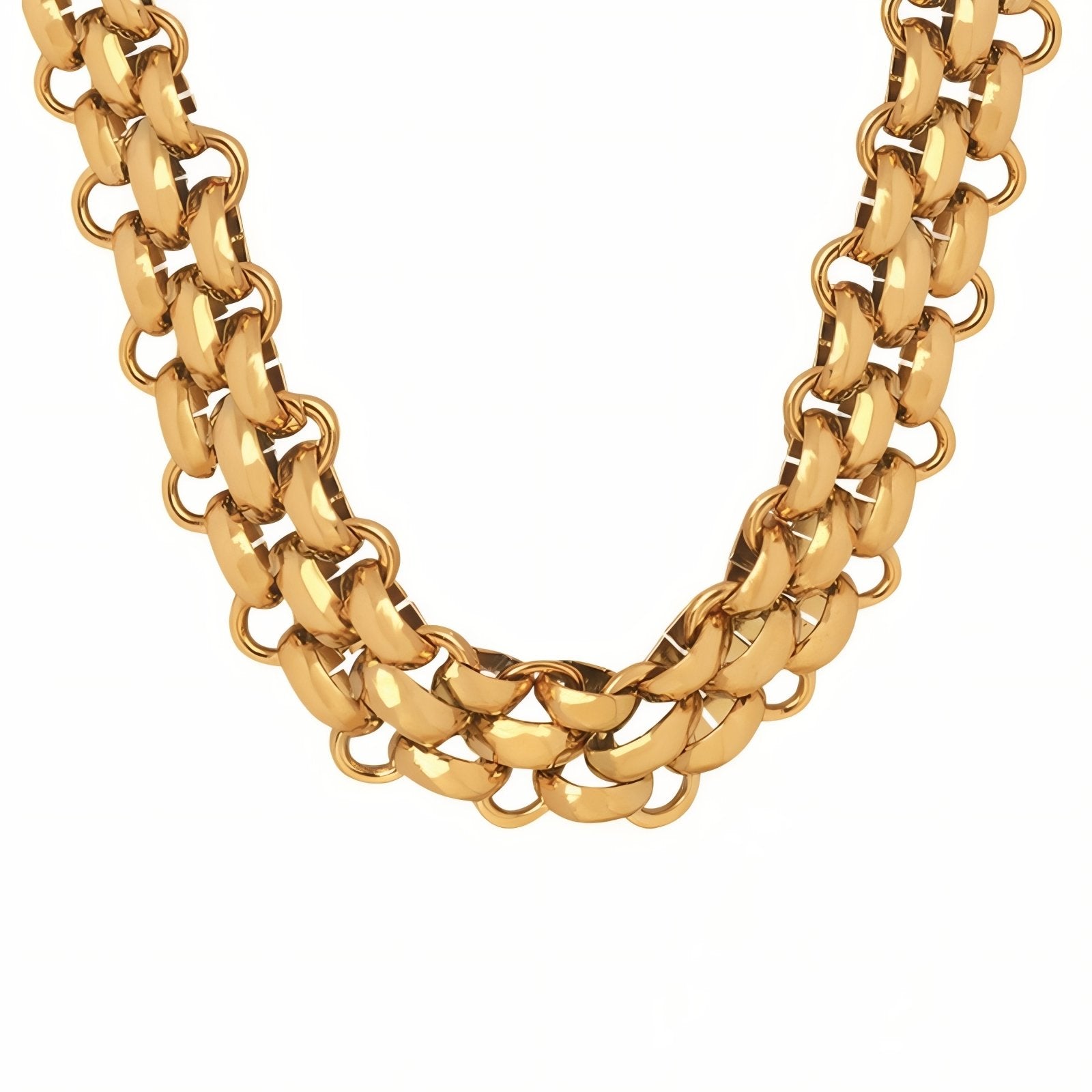 Collier ras-du-cou épais pour femme, maille royale, en acier inoxydabl
